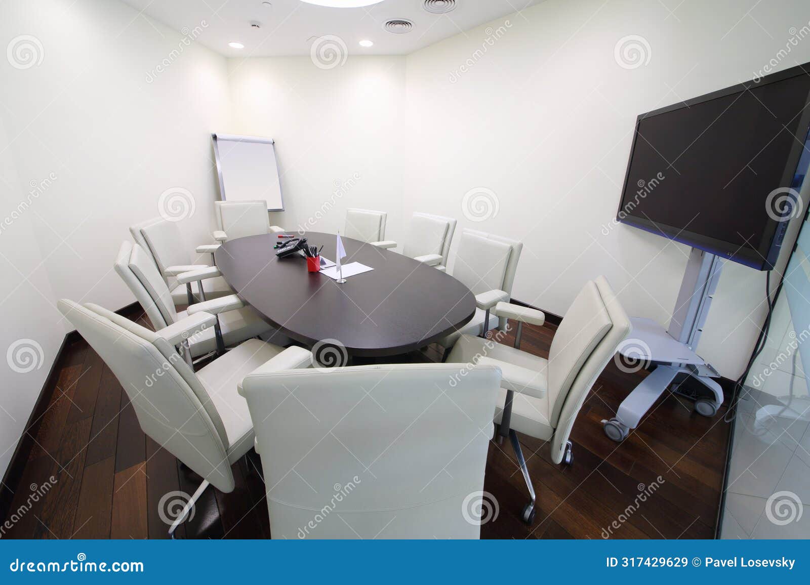 Meeting Room with a Round Table and White Stock Image - Image of ...