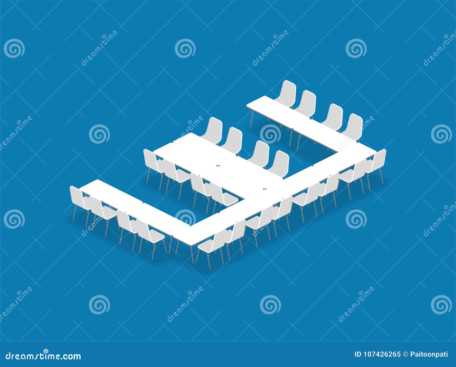 Meeting Room Setup Layout Configuration E Shape Isometric Style Stock ...