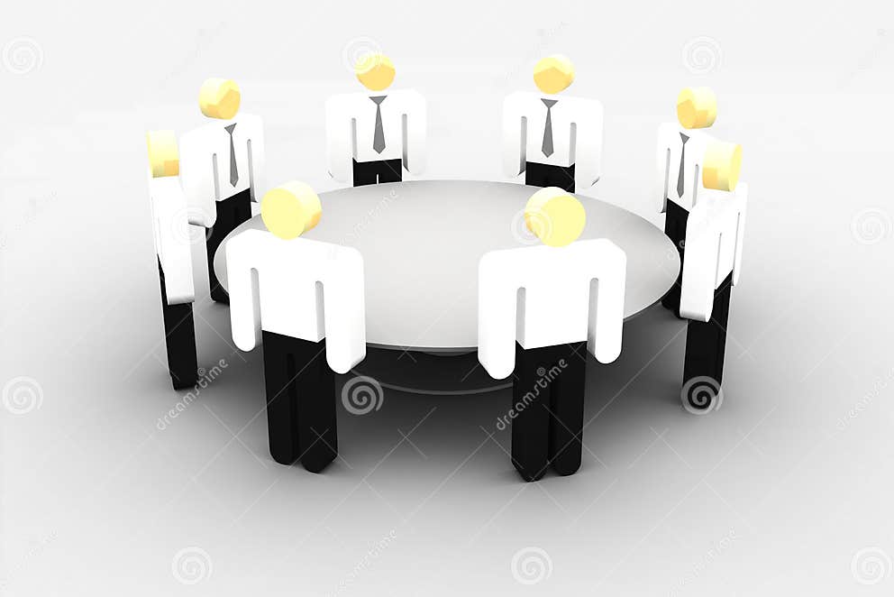 Meeting at the round table stock illustration. Illustration of ...