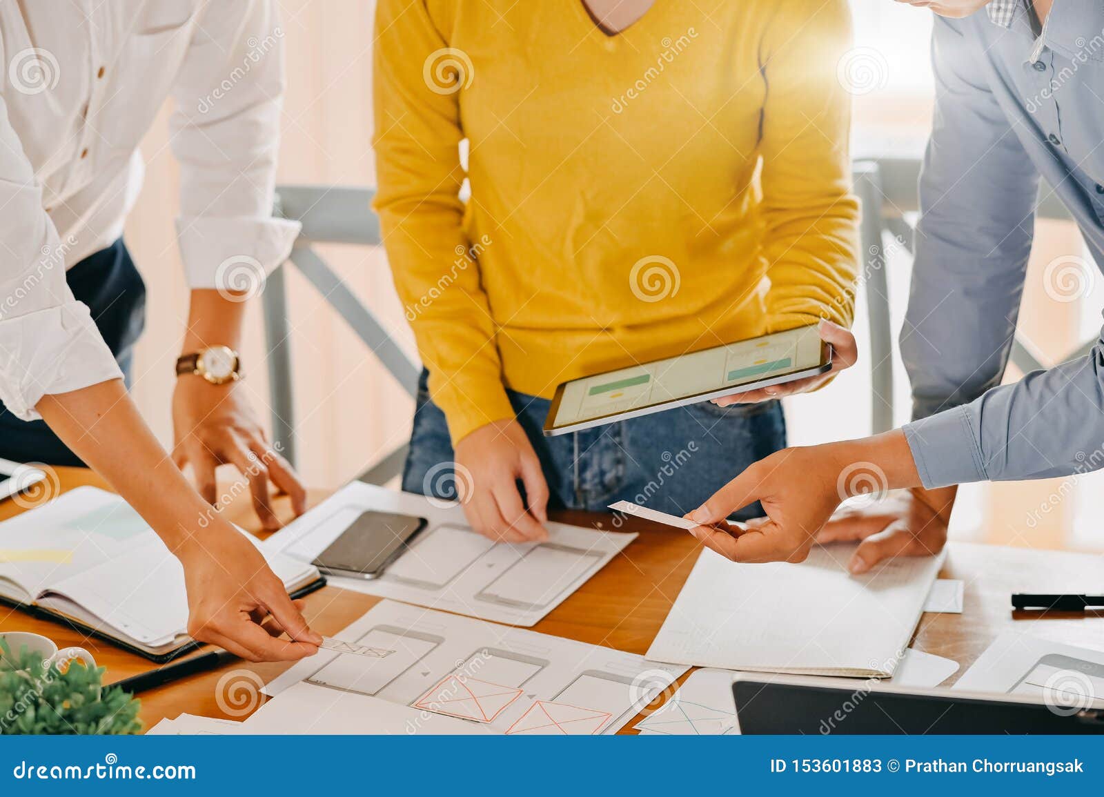 Meeting of Software Development Design UX UI Application with Paper and ...