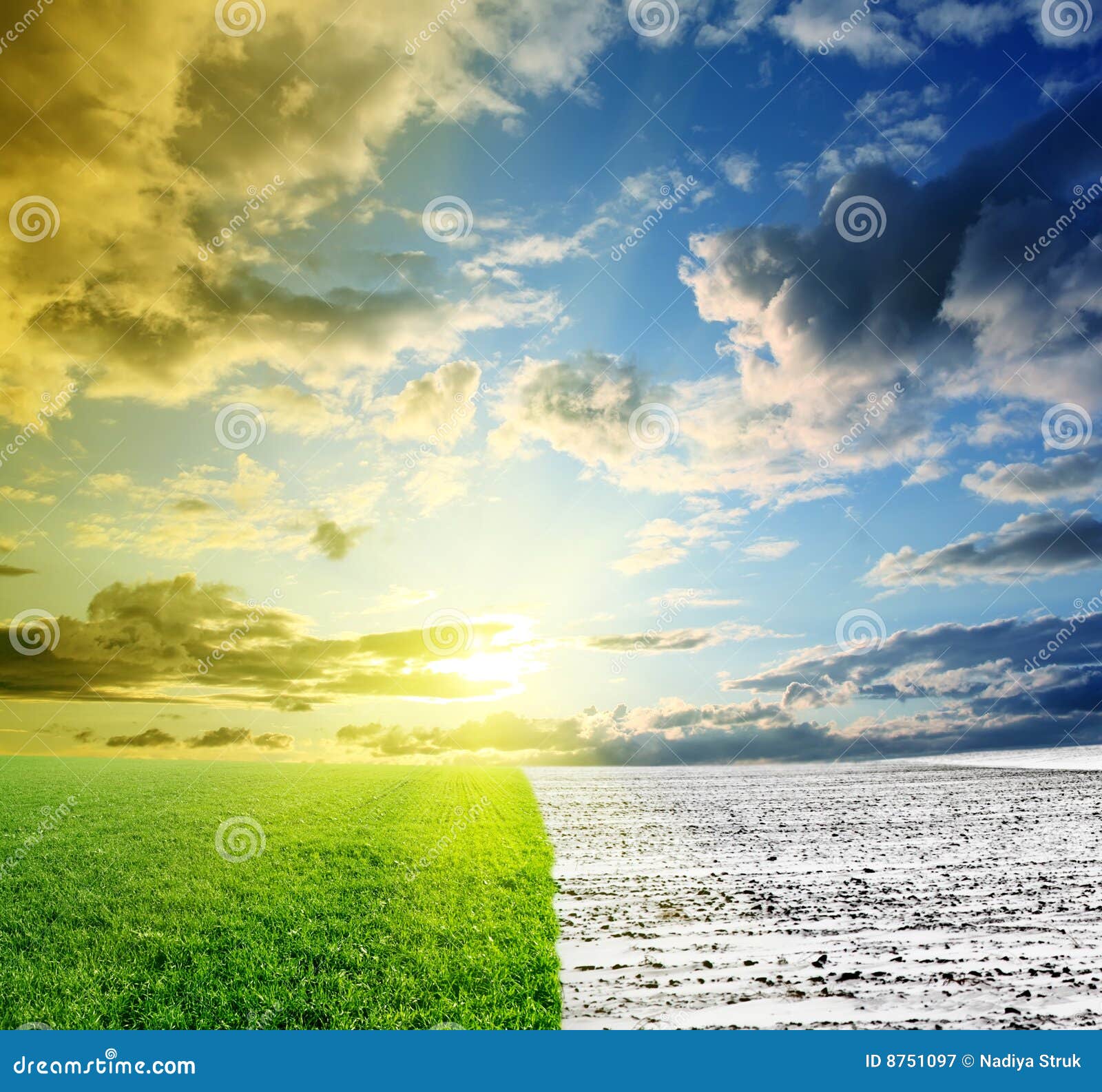 Meeting of Spring with the Winter Stock Image - Image of sunrise ...