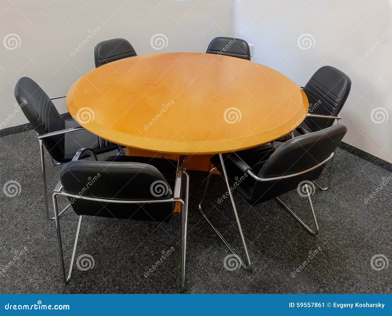 Meeting Table and Black Chairs Stock Image - Image of room, interior ...