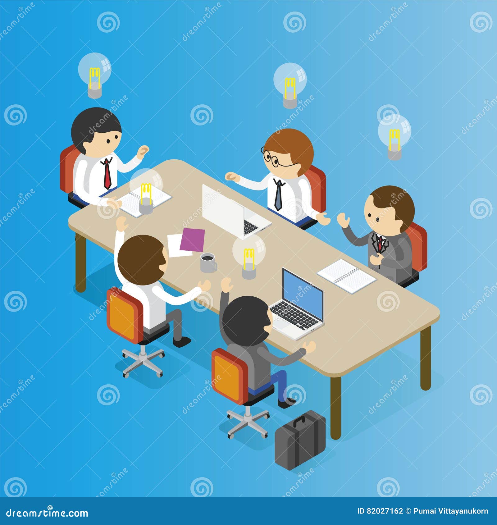 Meeting table Illustration stock vector. Illustration of busy - 82027162