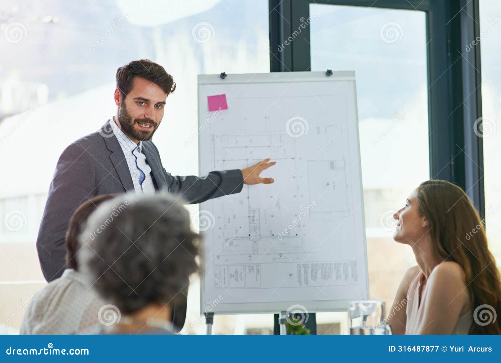 Meeting, Teaching and Whiteboard with Business Man in Boardroom of ...
