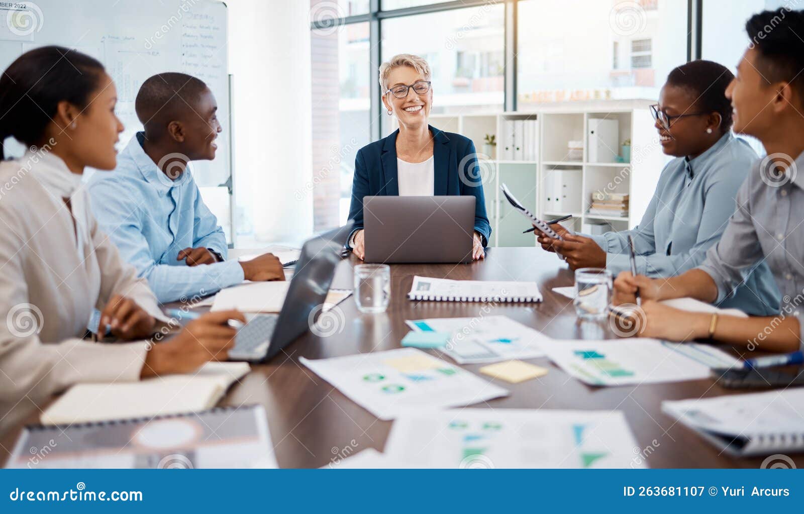 Meeting, Teamwork and Finance with a Team Planning and Working on a ...