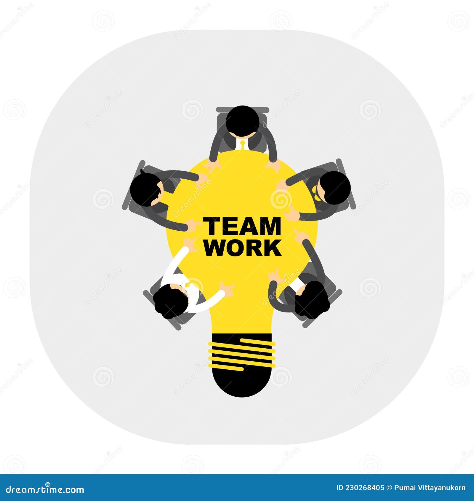 Meeting Teamwork on Light Bulb Table Stock Vector - Illustration of ...