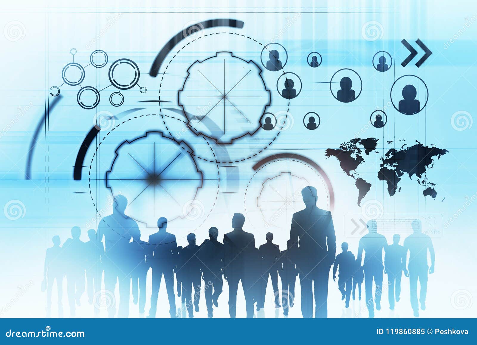 Meeting, Teamwork and Technology Concept Stock Illustration ...