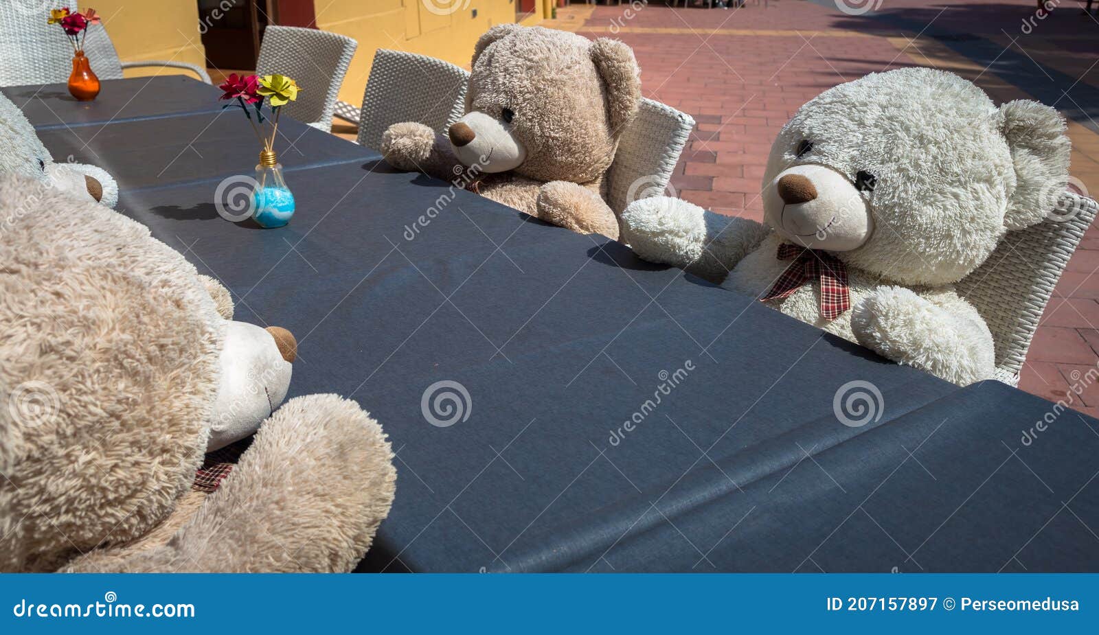 Meeting with Teddy Bears stock image. Image of outdoor - 207157897