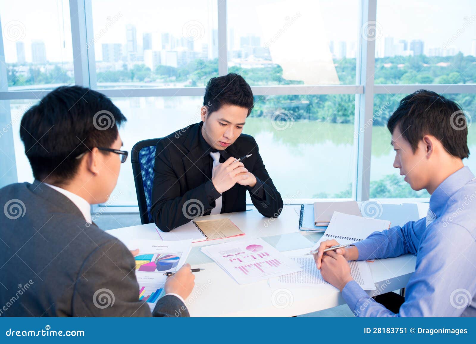 Meeting of three stock image. Image of lifestyle, office - 28183751