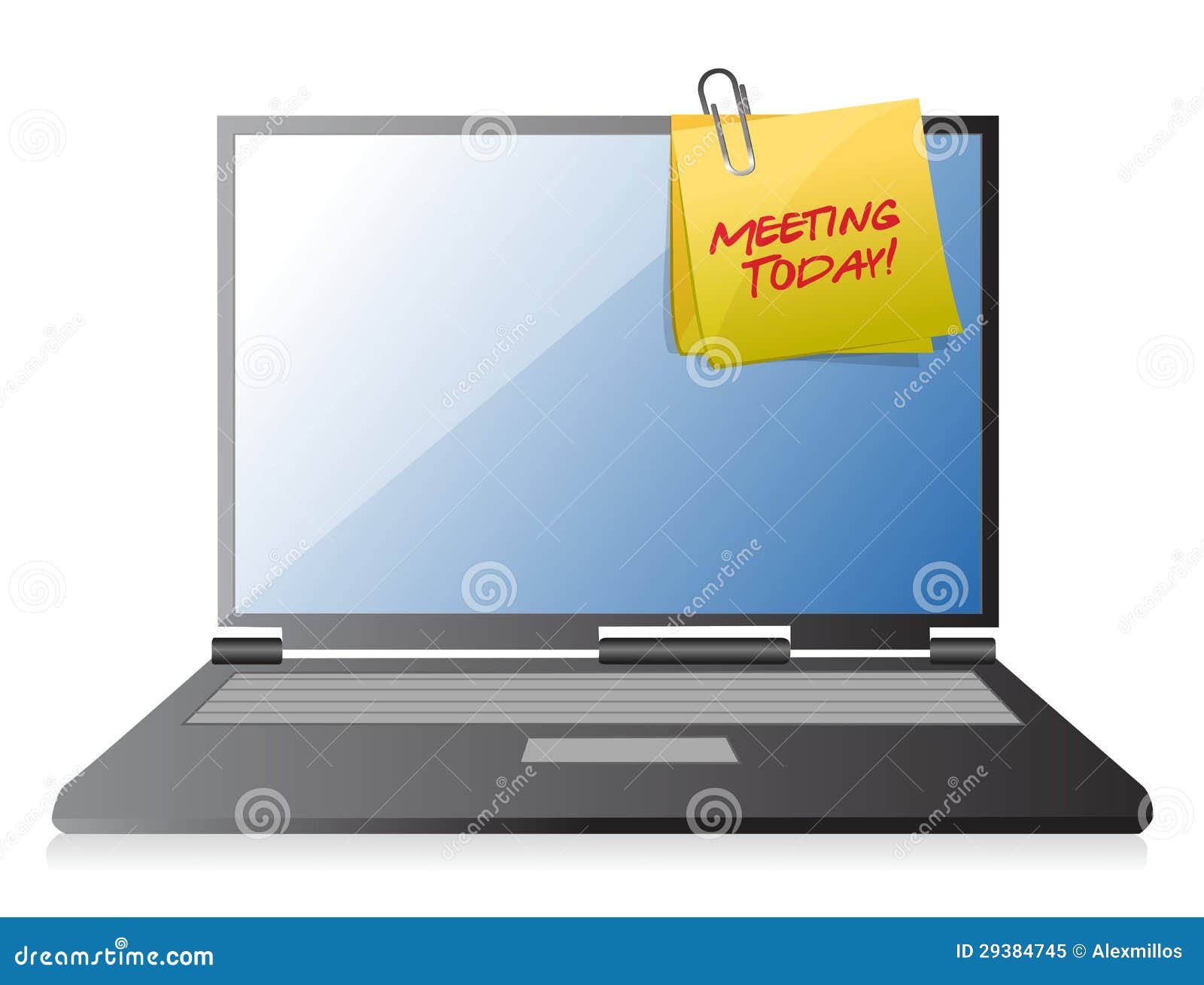 Meeting Today Post it on a Laptop Stock Illustration - Illustration of ...