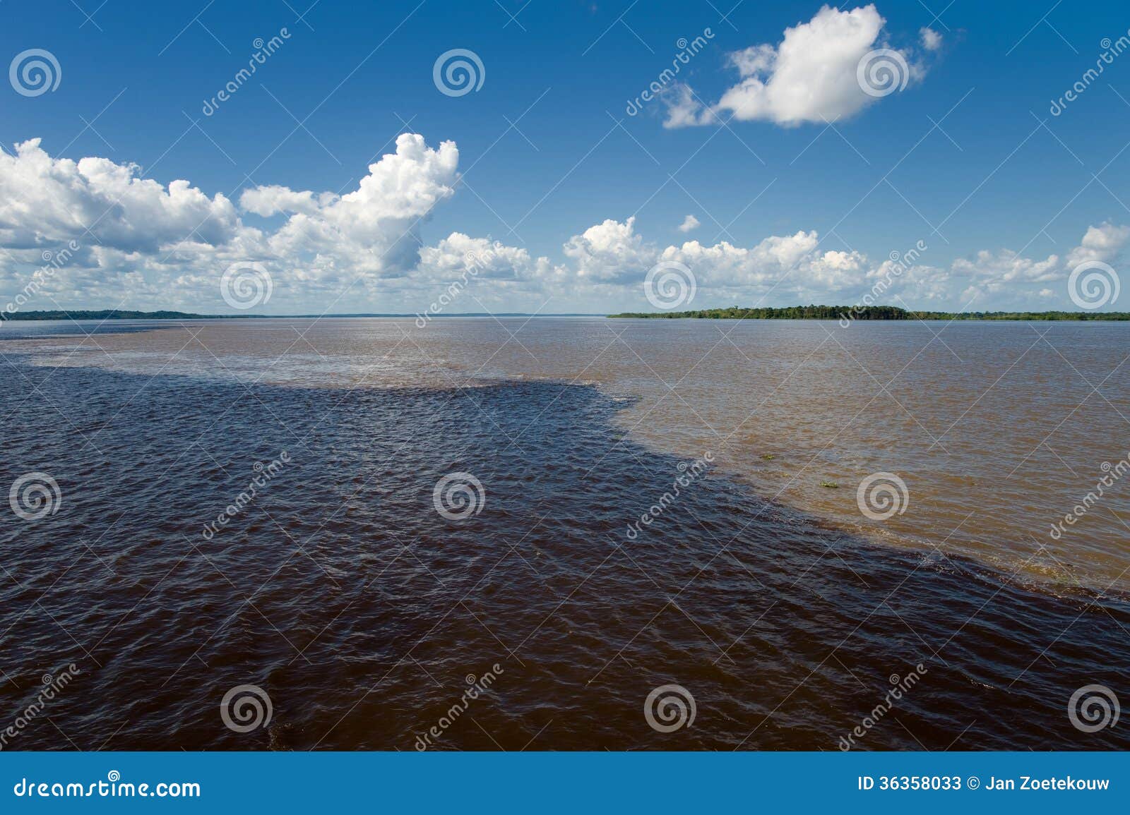 Meeting of Waters in the Amazon in Brazil Stock Image - Image of river ...