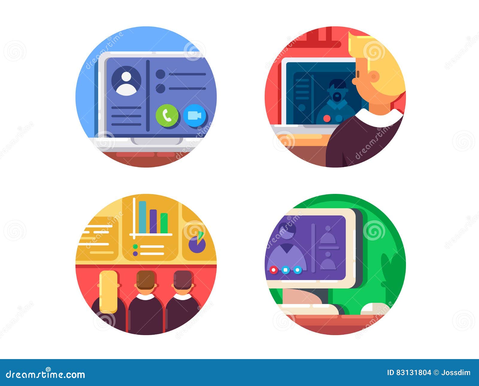 Meeting or Web Conference Icon Set Stock Vector - Illustration of icon ...