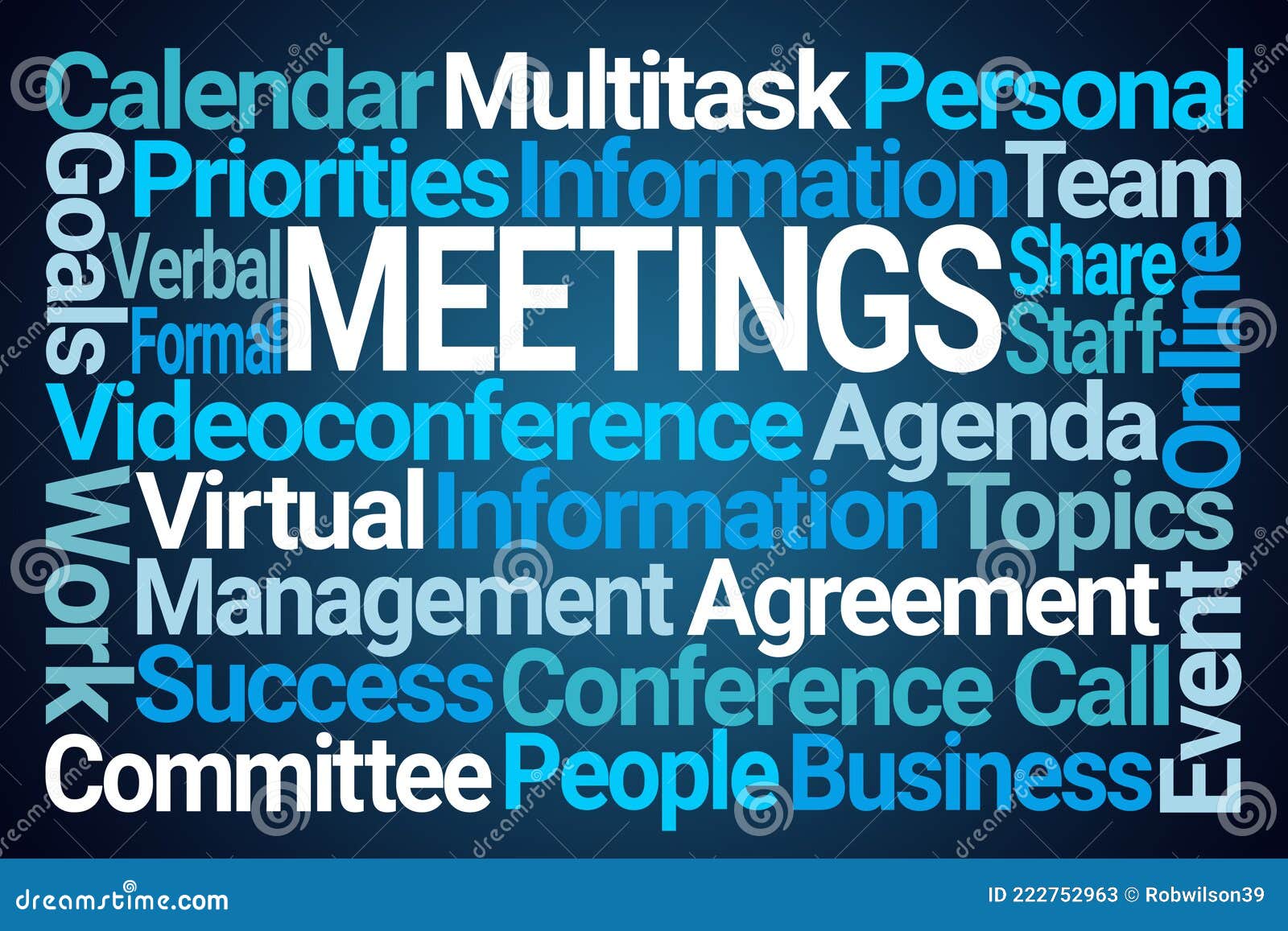 Meetings Word Cloud stock illustration. Illustration of agreement ...
