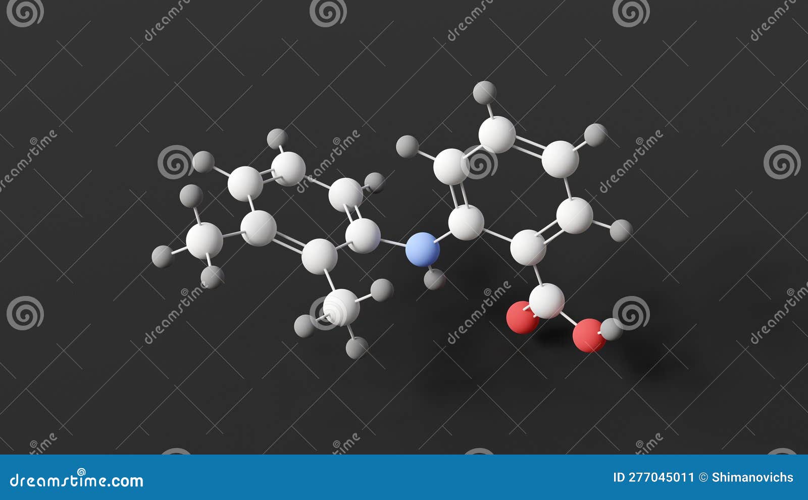 Mefenamic Acid Molecule, Molecular Structure, Ponstel, Ball and Stick ...