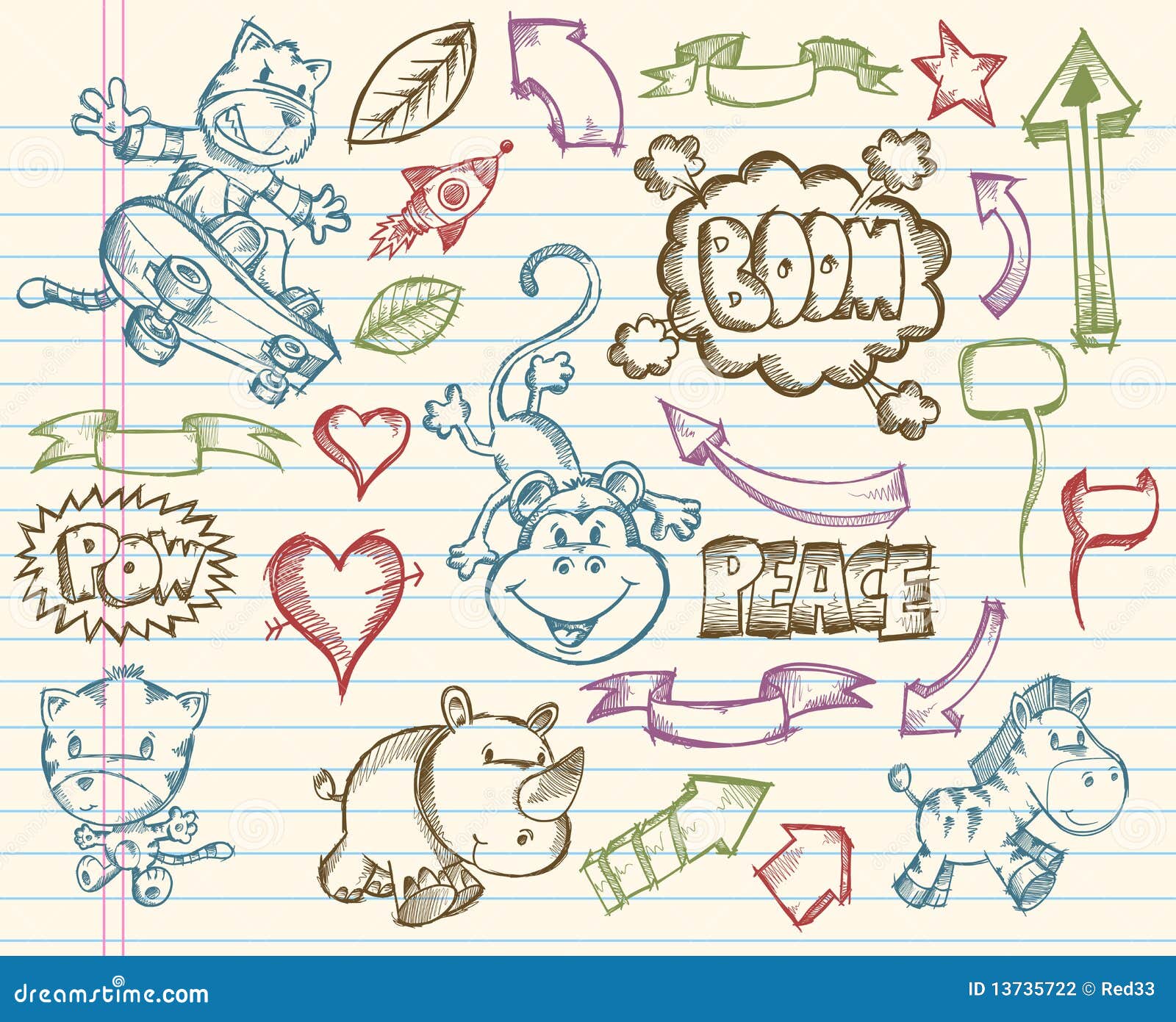 Mega Big Sketch Doodle Vector Stock Vector - Illustration of monkey ...