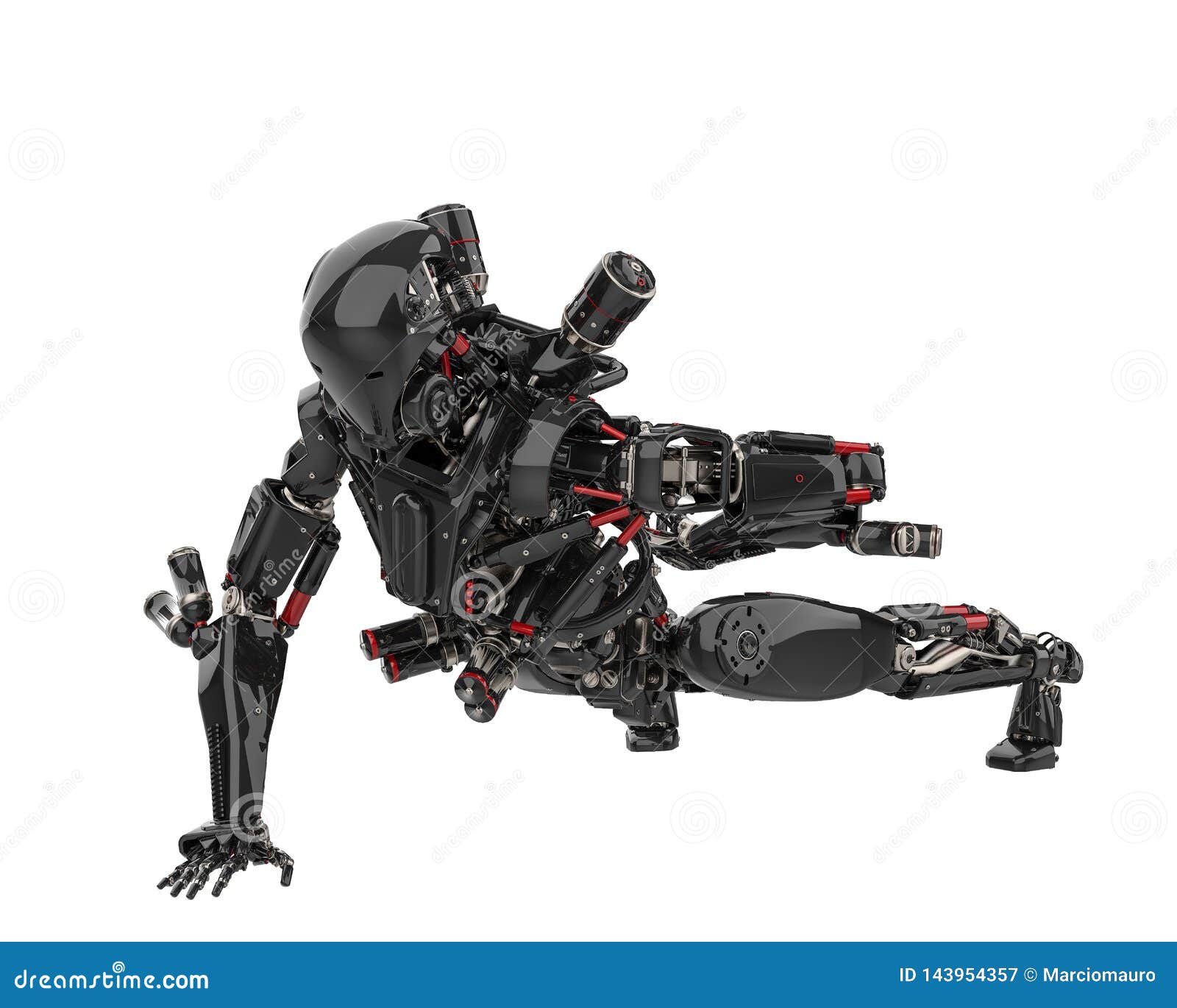 Mega Black Robot Super Drone in a White Background Stock Illustration ...