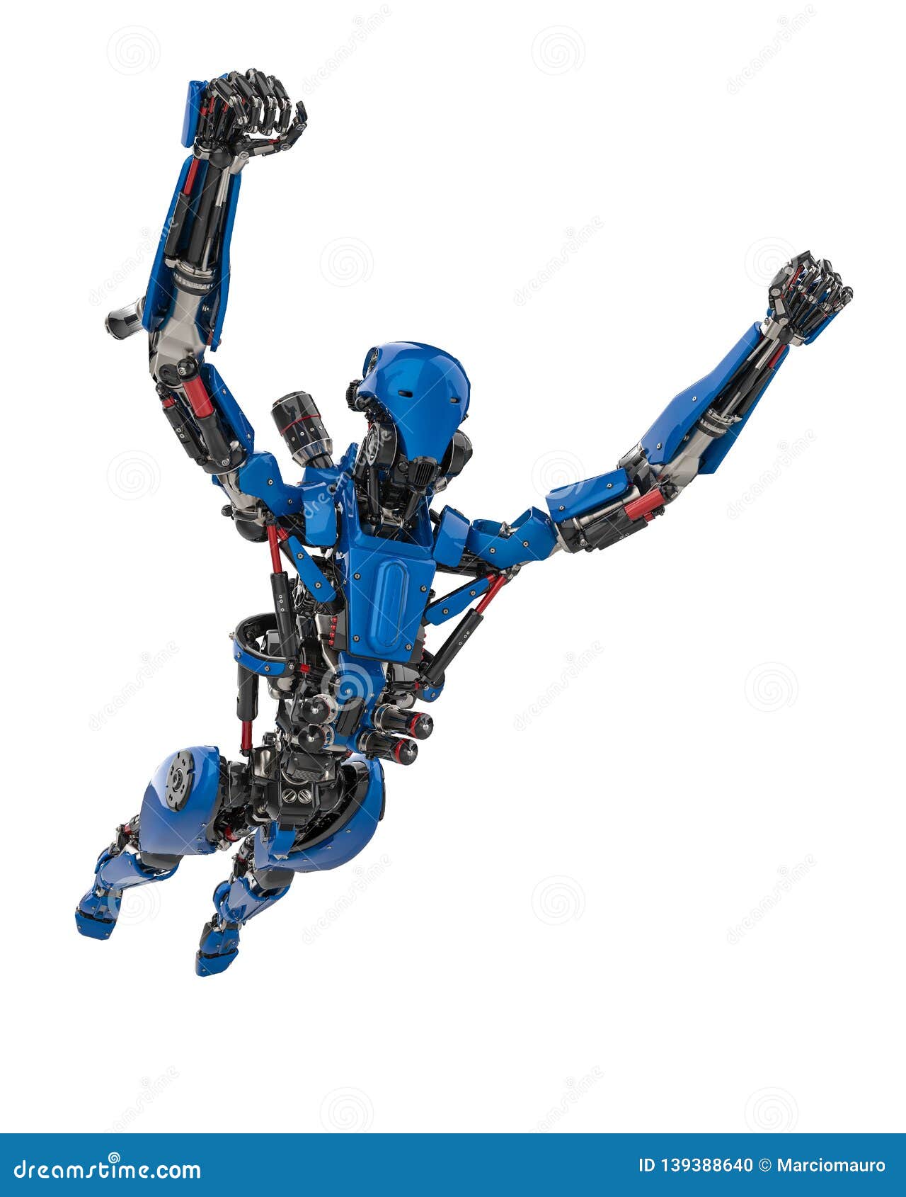 Mega Blue Robot Super Drone in a White Background Stock Illustration ...