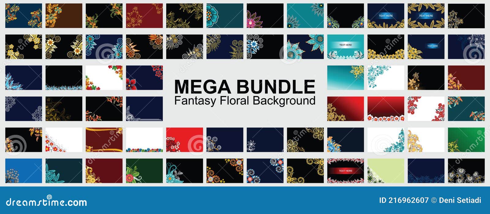 Mega Bundle Floral Background with Batik Style Stock Vector ...