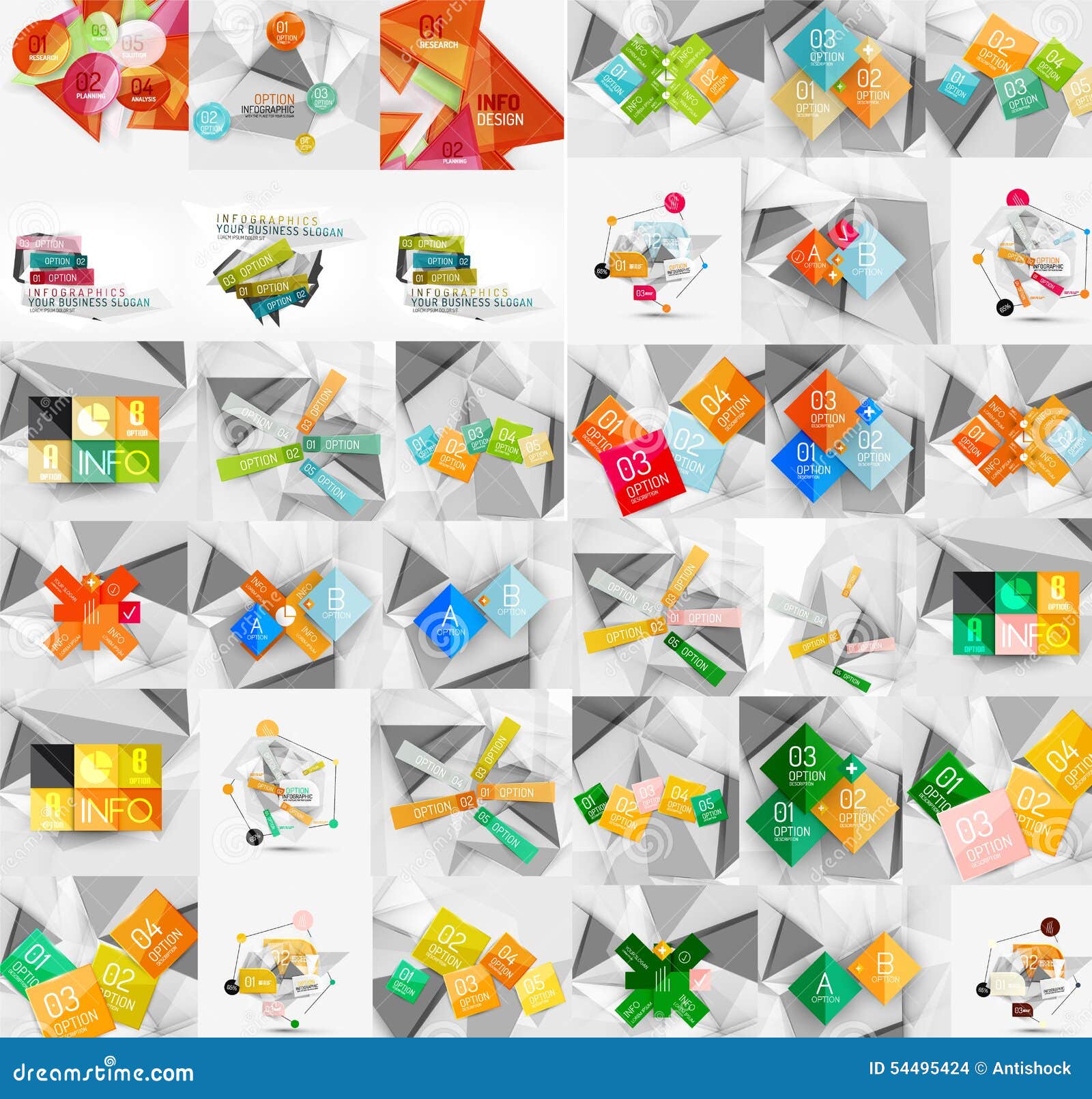 Mega Collection of Geometric Paper Style Banners Stock Vector ...
