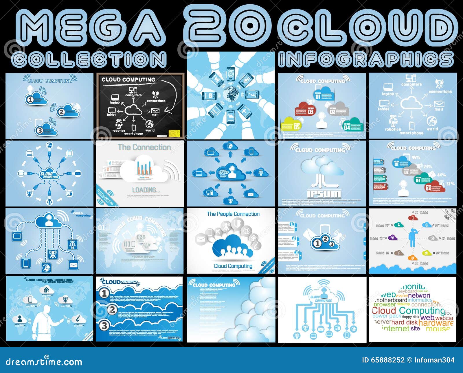 Collection Of Infographic Presentation Slides With Flowcharts, Pencil ...