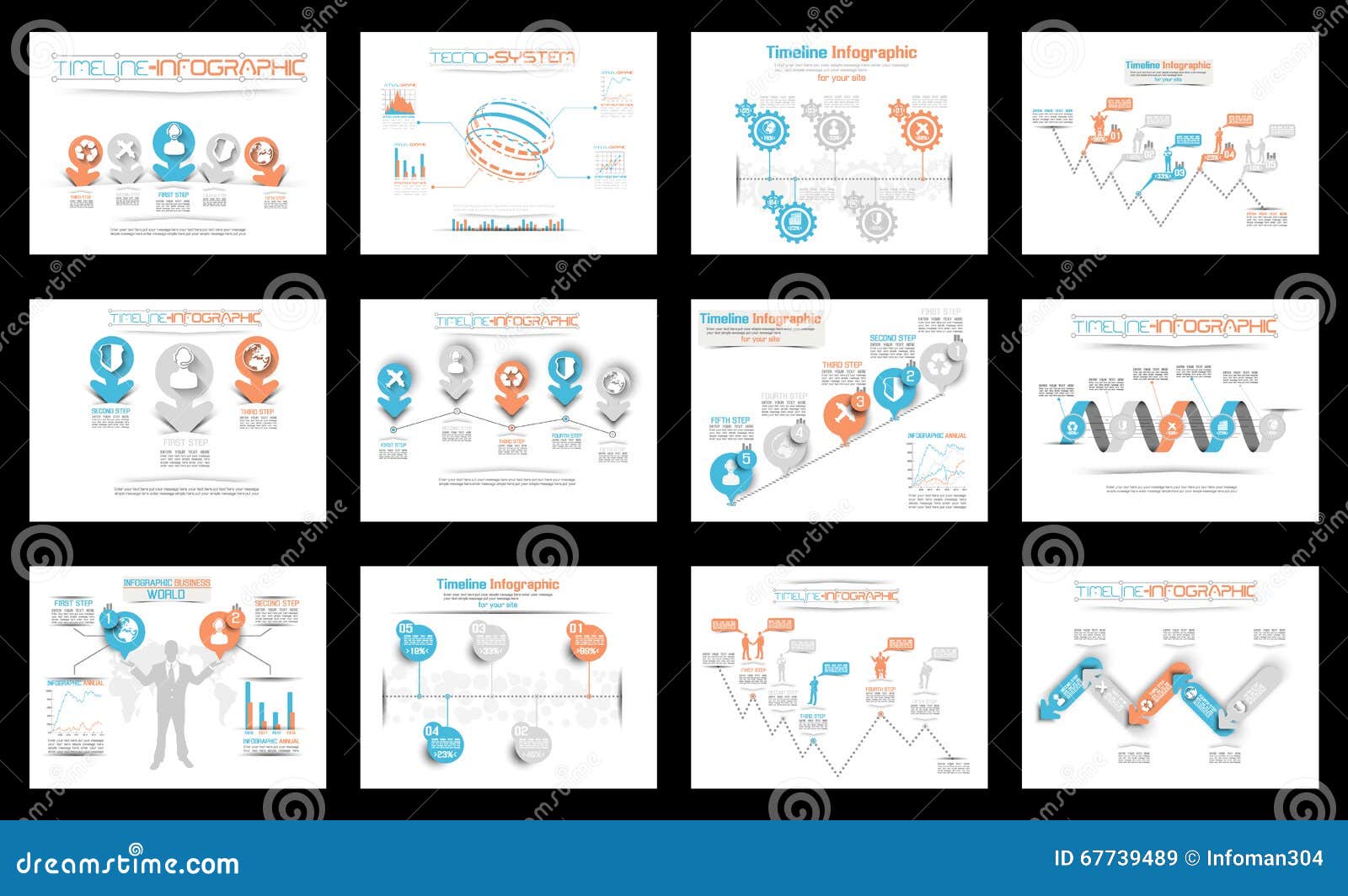 Collection Of Infographic Charts Vector Illustration | CartoonDealer ...