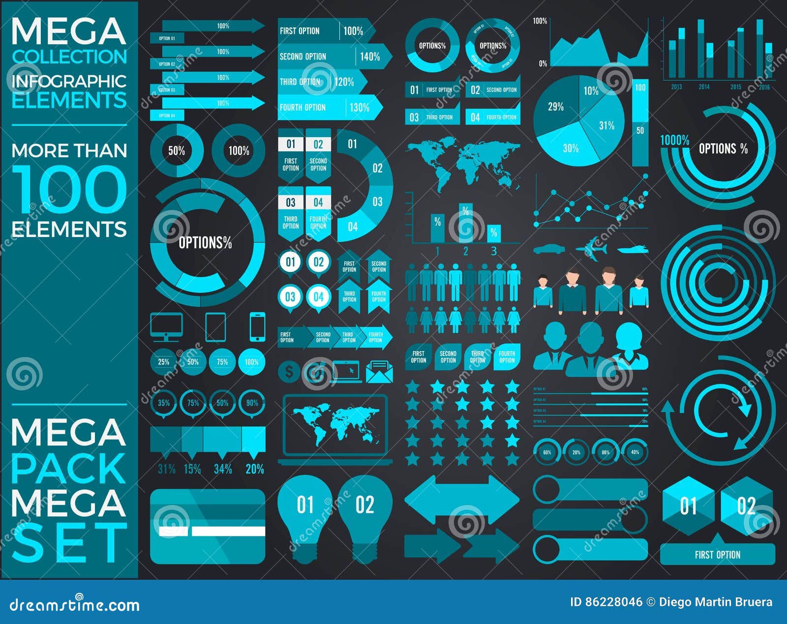 Mega Collection and Mega Set Infographic Elements Vector Design Stock ...