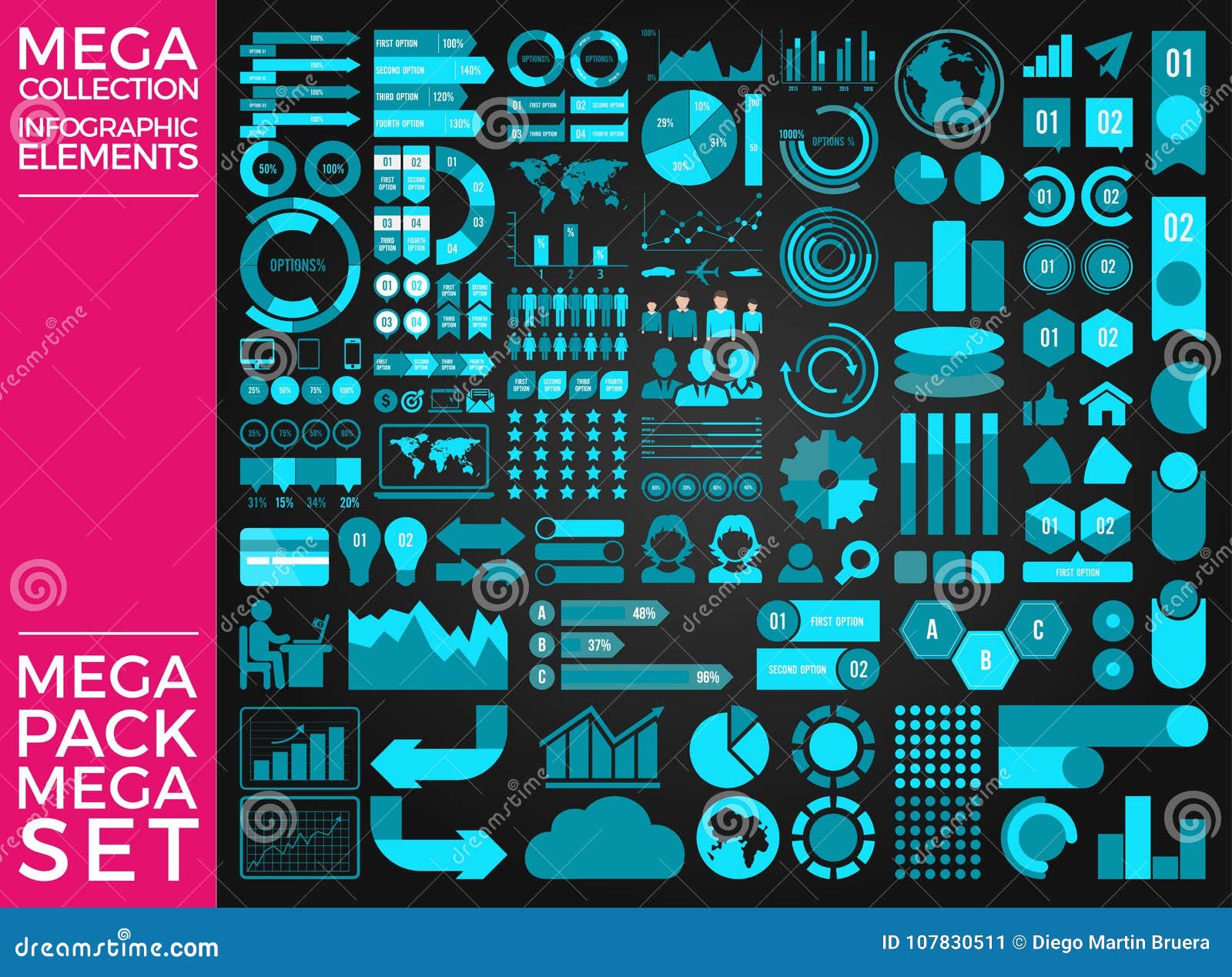 Mega Collection and Mega Set Infographic Elements Vector Design Stock ...