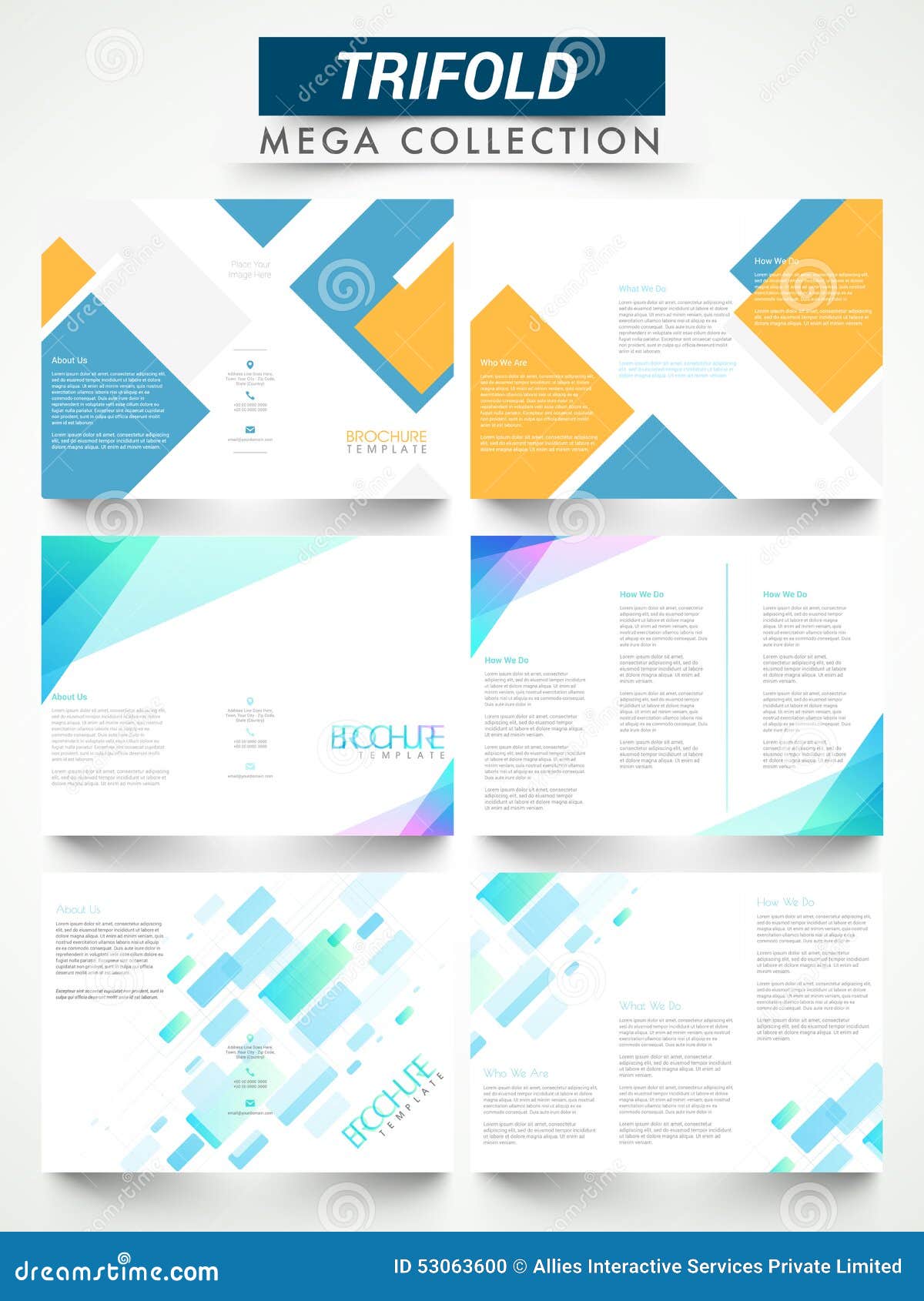 Mega Collection of Professional Three Fold Flyers or Brochures. Stock ...