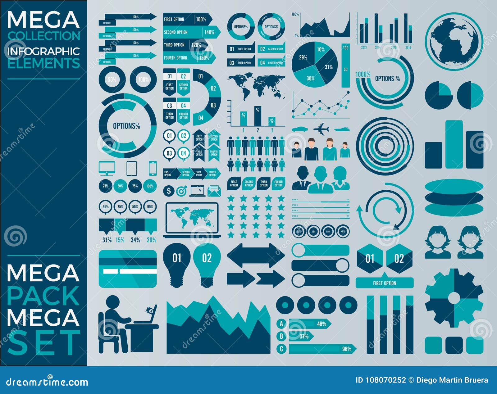 Mega Collection and Mega Set Infographic Elements Vector Design Stock ...