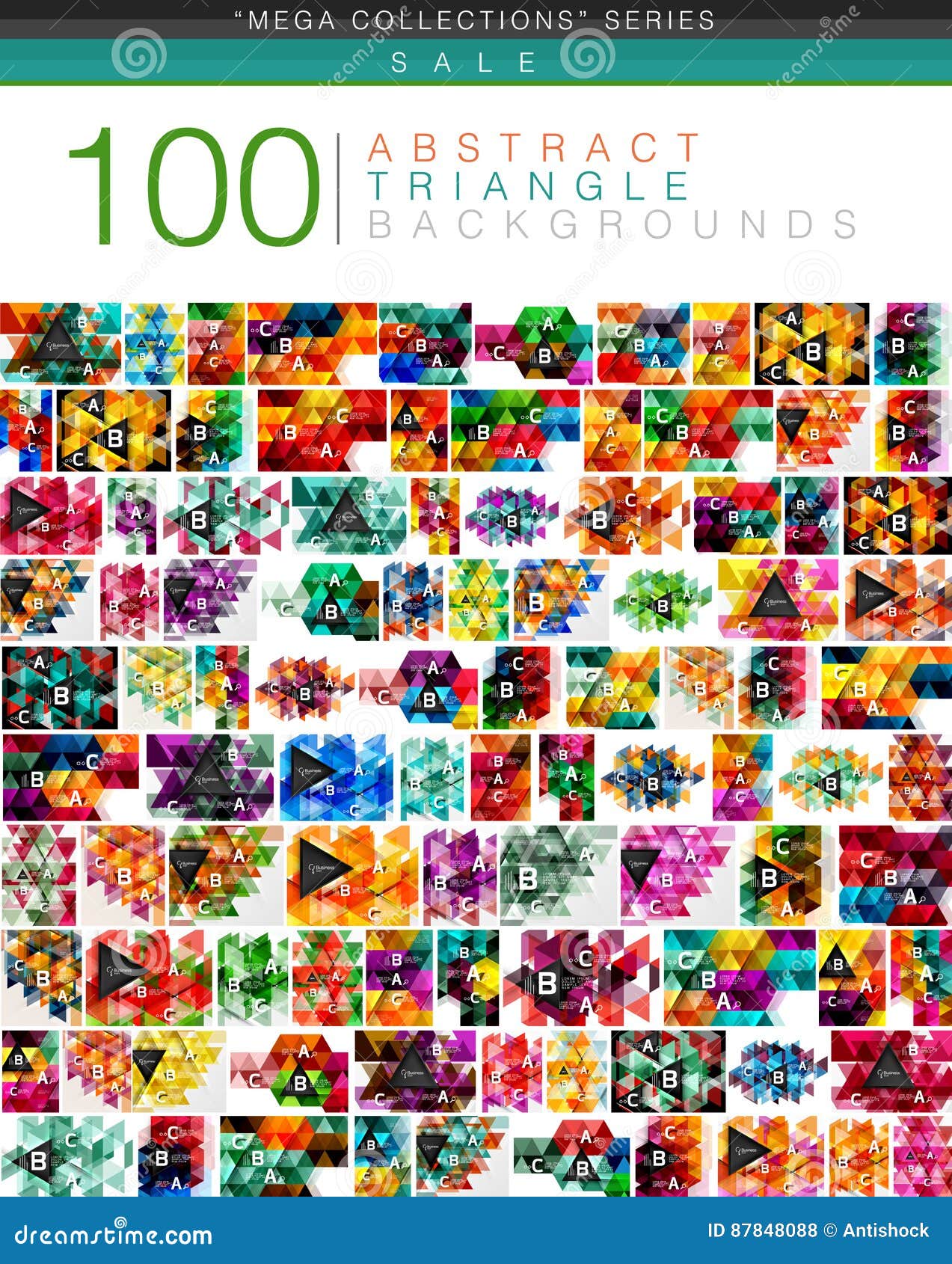 Mega Collection of 100 Triangle Abstract Backgrounds Stock Illustration ...