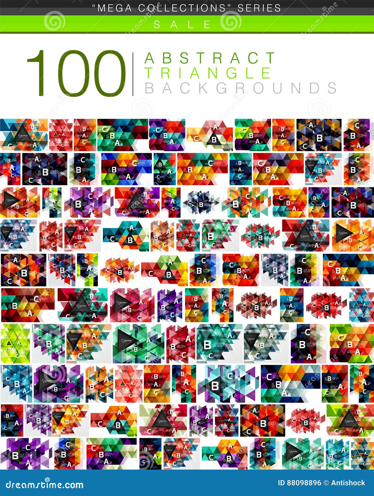 Mega Collection of 100 Triangle Abstract Backgrounds Stock Illustration ...