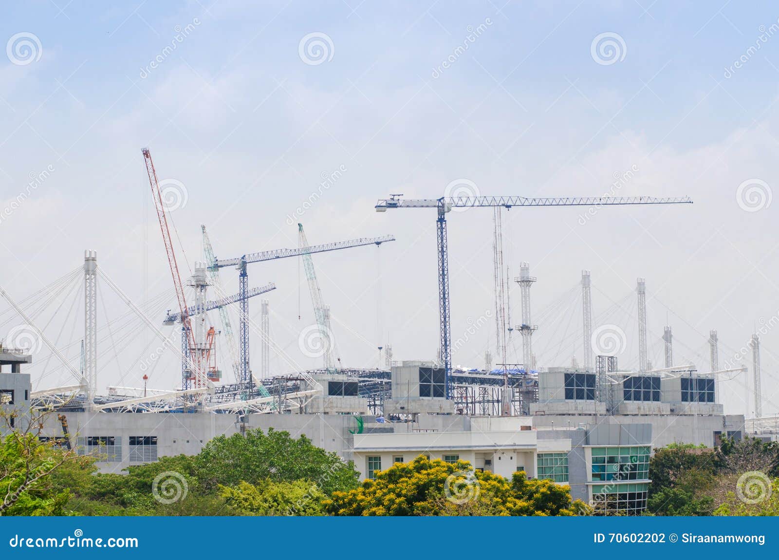 Mega Construction Site and Cranes Stock Photo - Image of base, mass ...