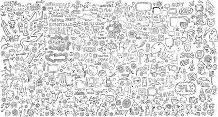 Mega Doodle Design Elements Vector Set Stock Vector - Illustration of ...