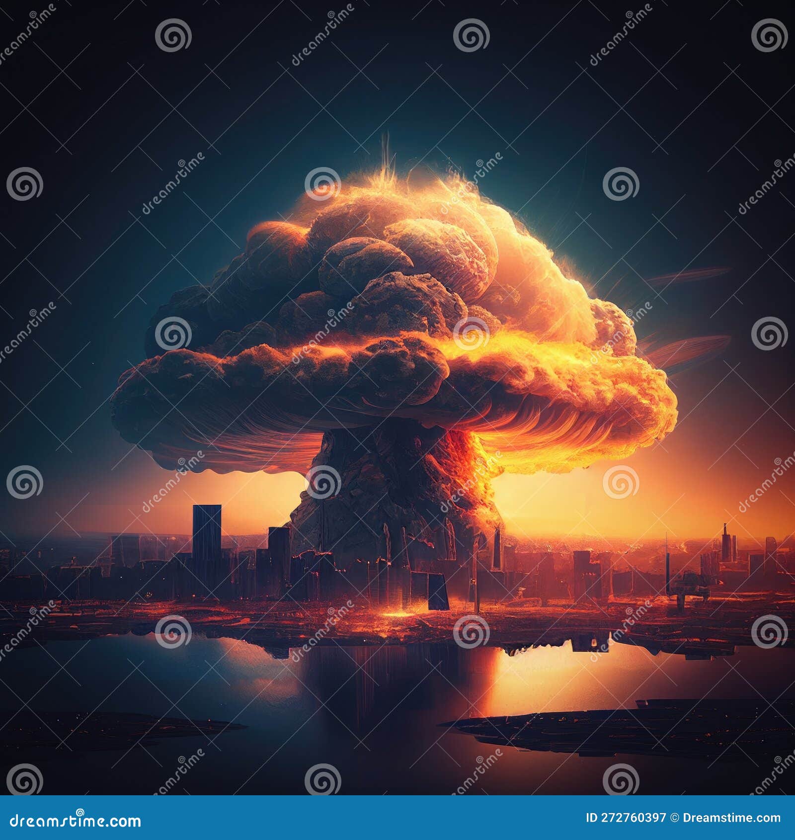 Mega Explosion of an Atomic Bomb Third World War Generative AI ...