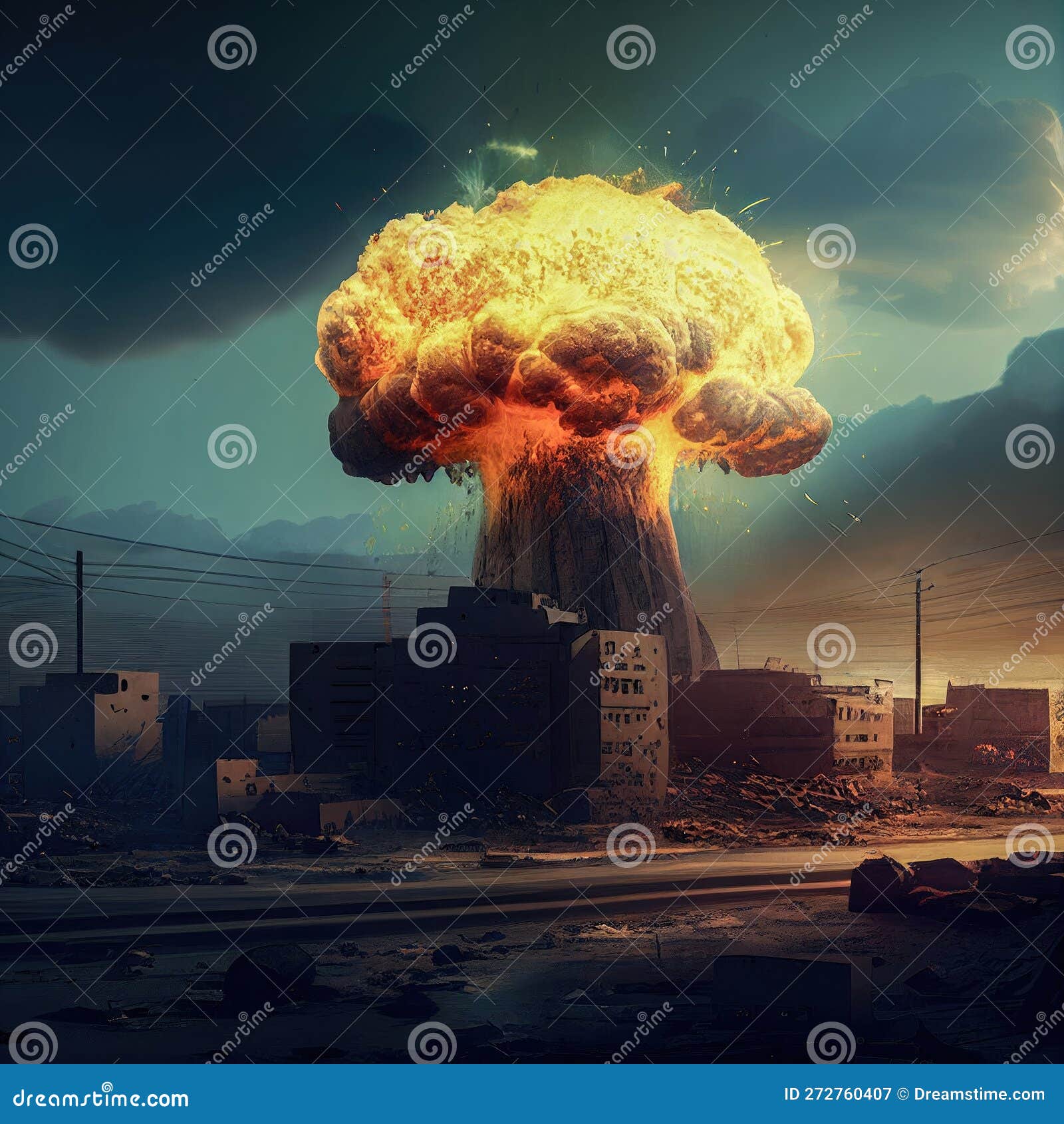 Mega Explosion of an Atomic Bomb Third World War Generative AI ...