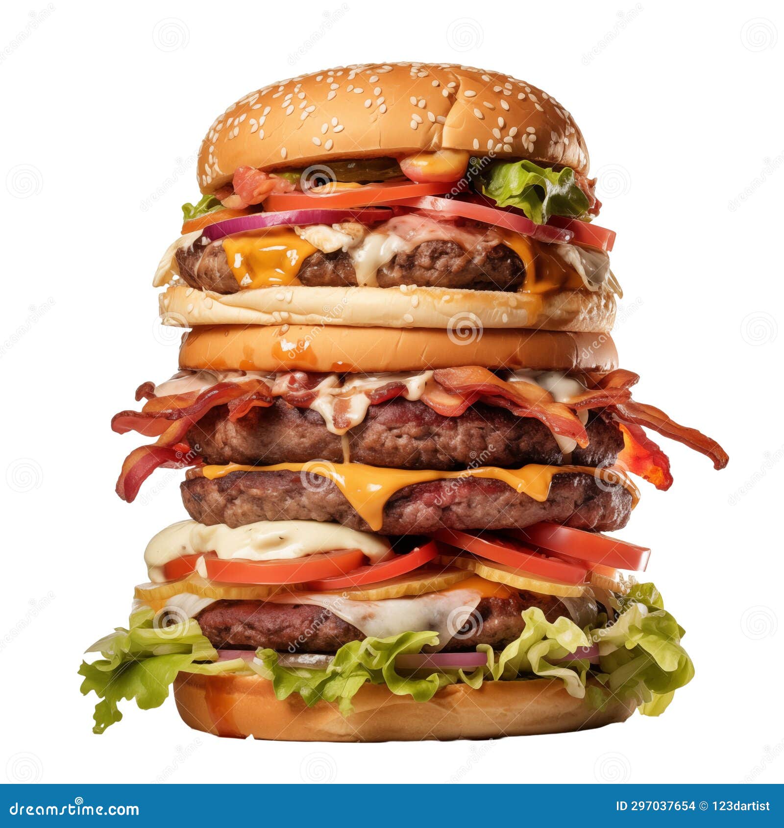 Mega Hamburger Isolated on White Stock Photo - Image of sandwich, white ...