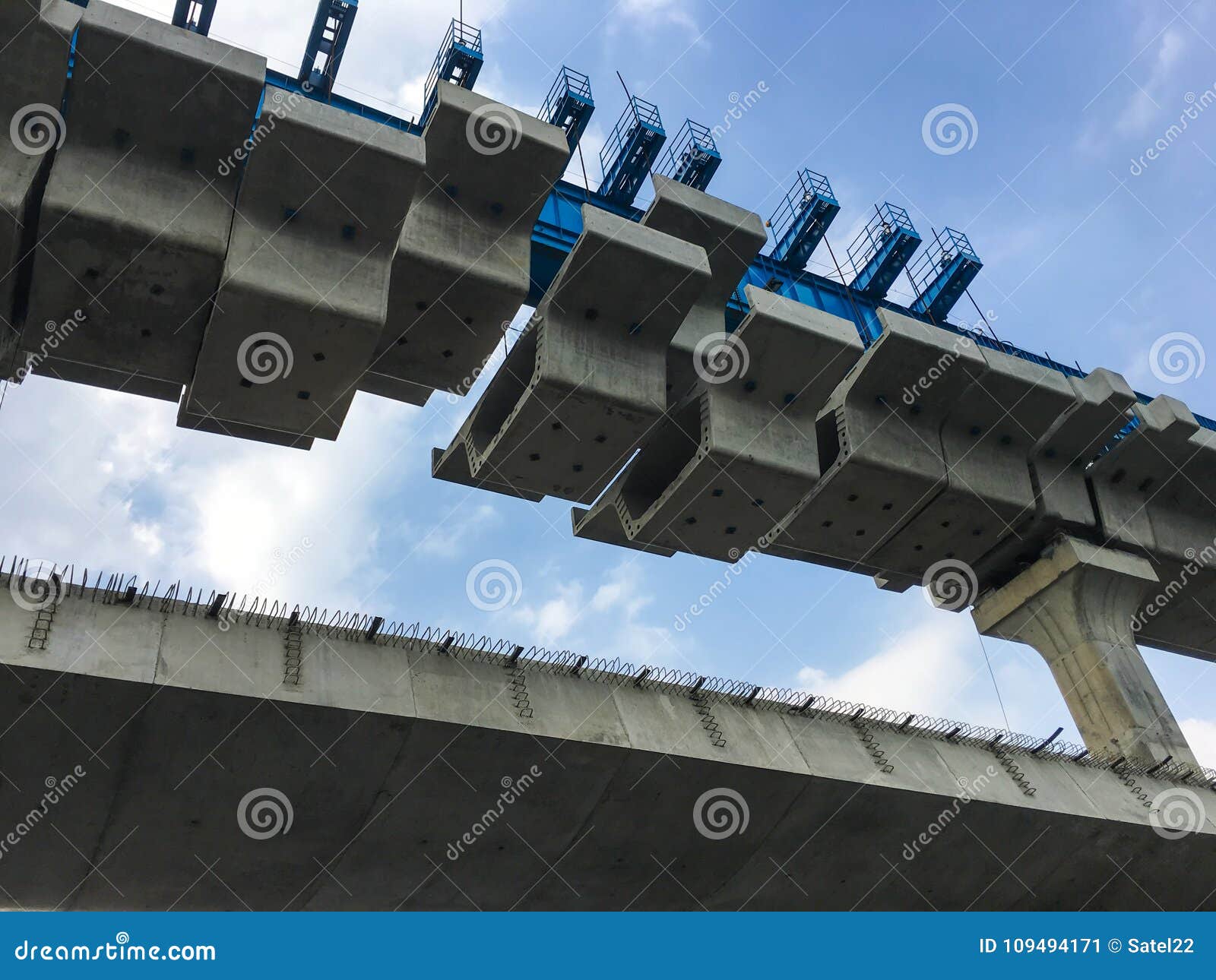 Mega Infrastructure Construction Work of a Bridge. Stock Image - Image ...