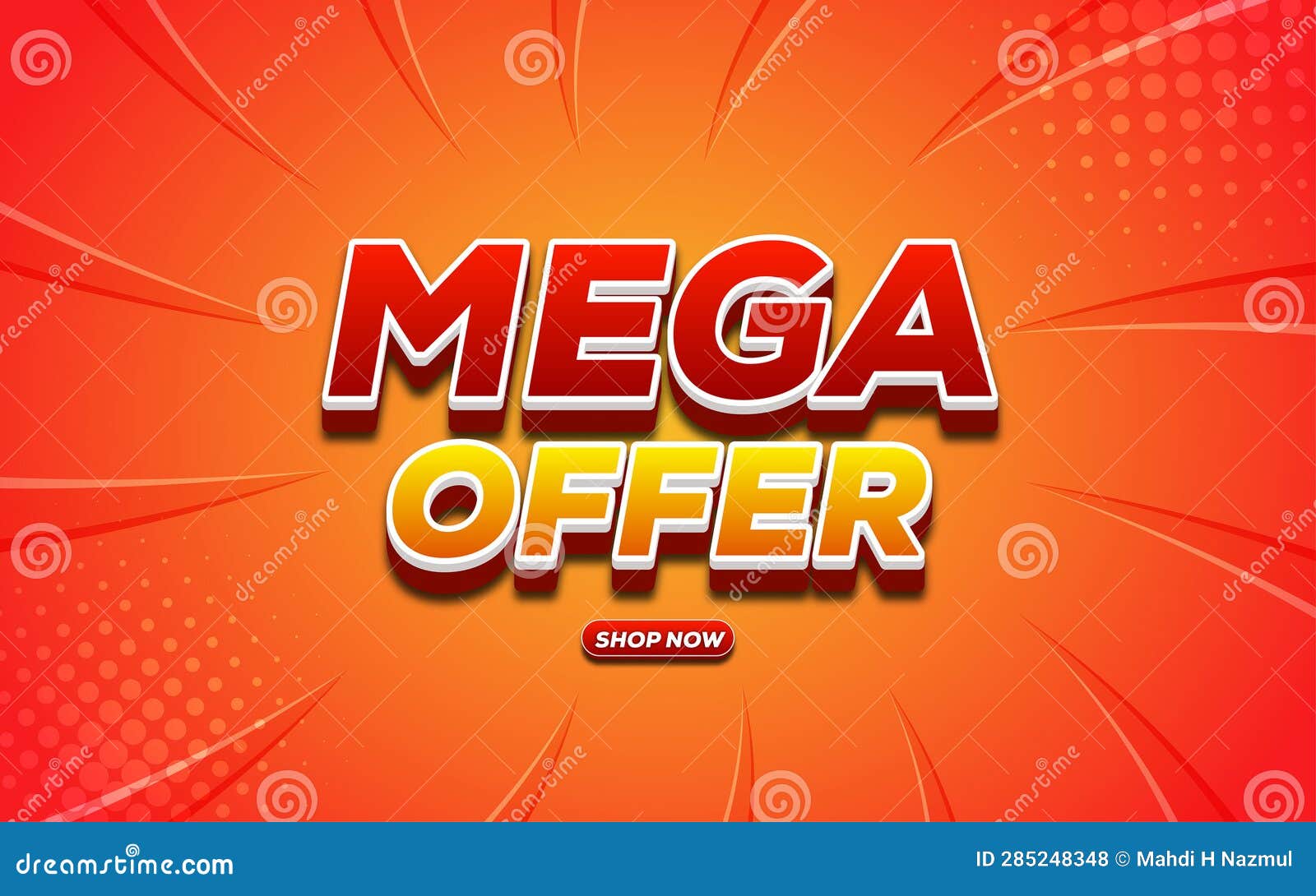 Mega Offer Banner with Editable Text Effect Stock Illustration ...
