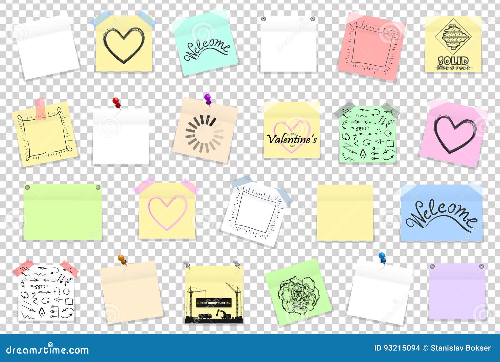 Mega Pack of Colored Office Paper Stickers with Shadow Isolated Stock ...