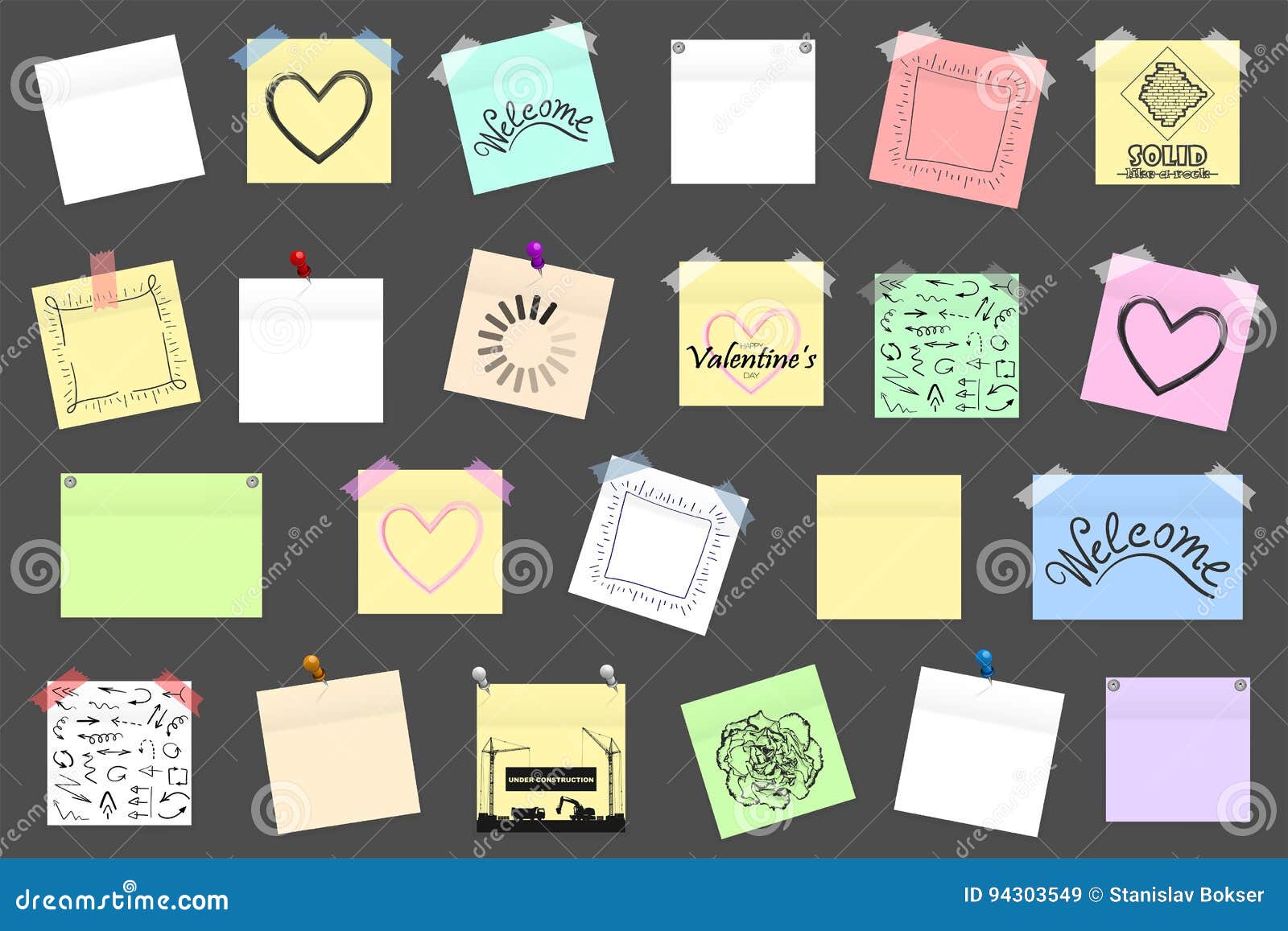 Mega Pack of Colored Office Paper Stickers with Shadow Stock Vector ...