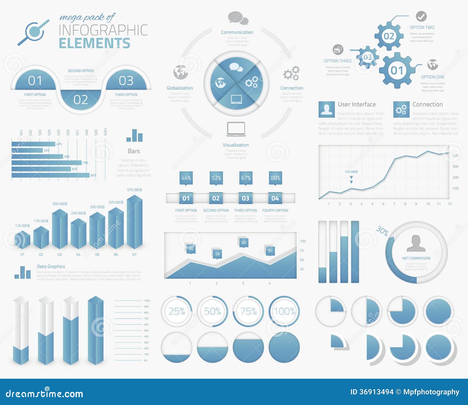 Mega Pack of Infographic Graphs, Charts, Pies, Opt Stock Vector ...