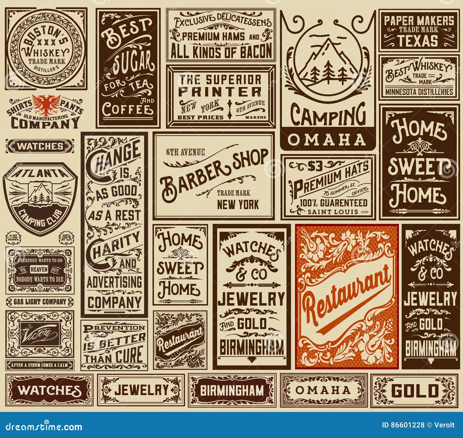 Mega Pack Old Advertisement Designs and Labels - Vector Illustra Stock ...