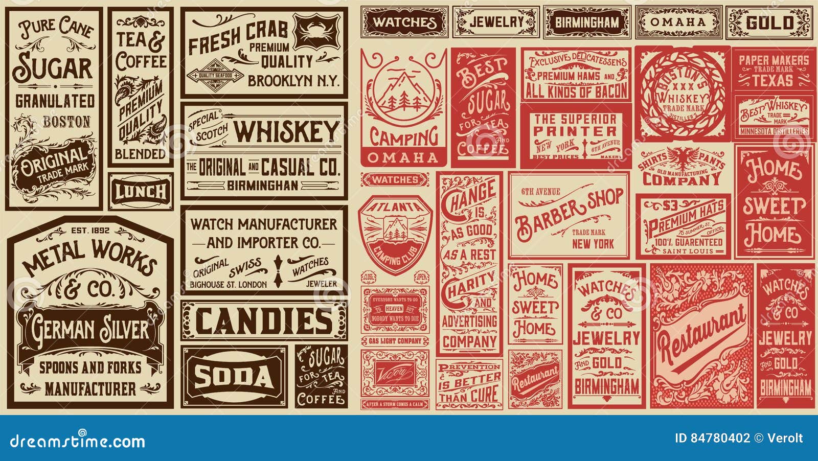 Mega Pack Old Advertisement Designs and Labels - Vector Illustra Stock ...