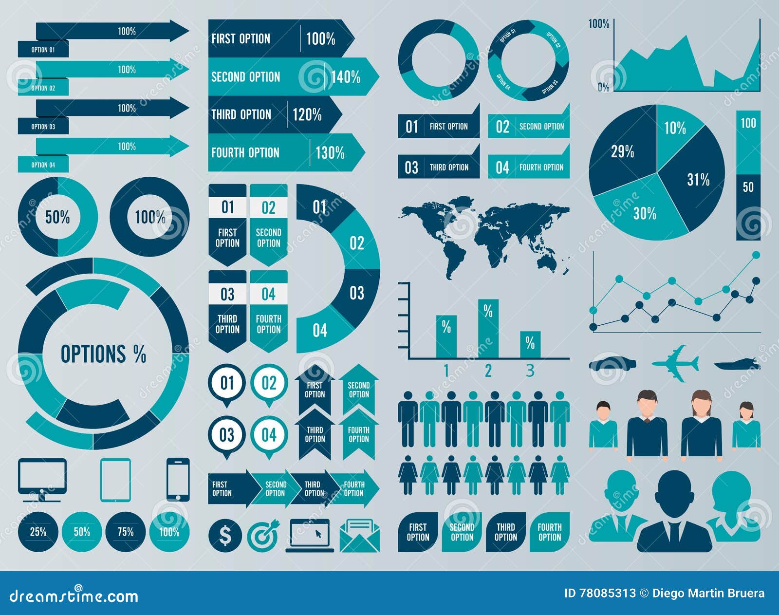 Mega Pack and Set Infographic Elements Stock Vector - Illustration of business, data: 78085313