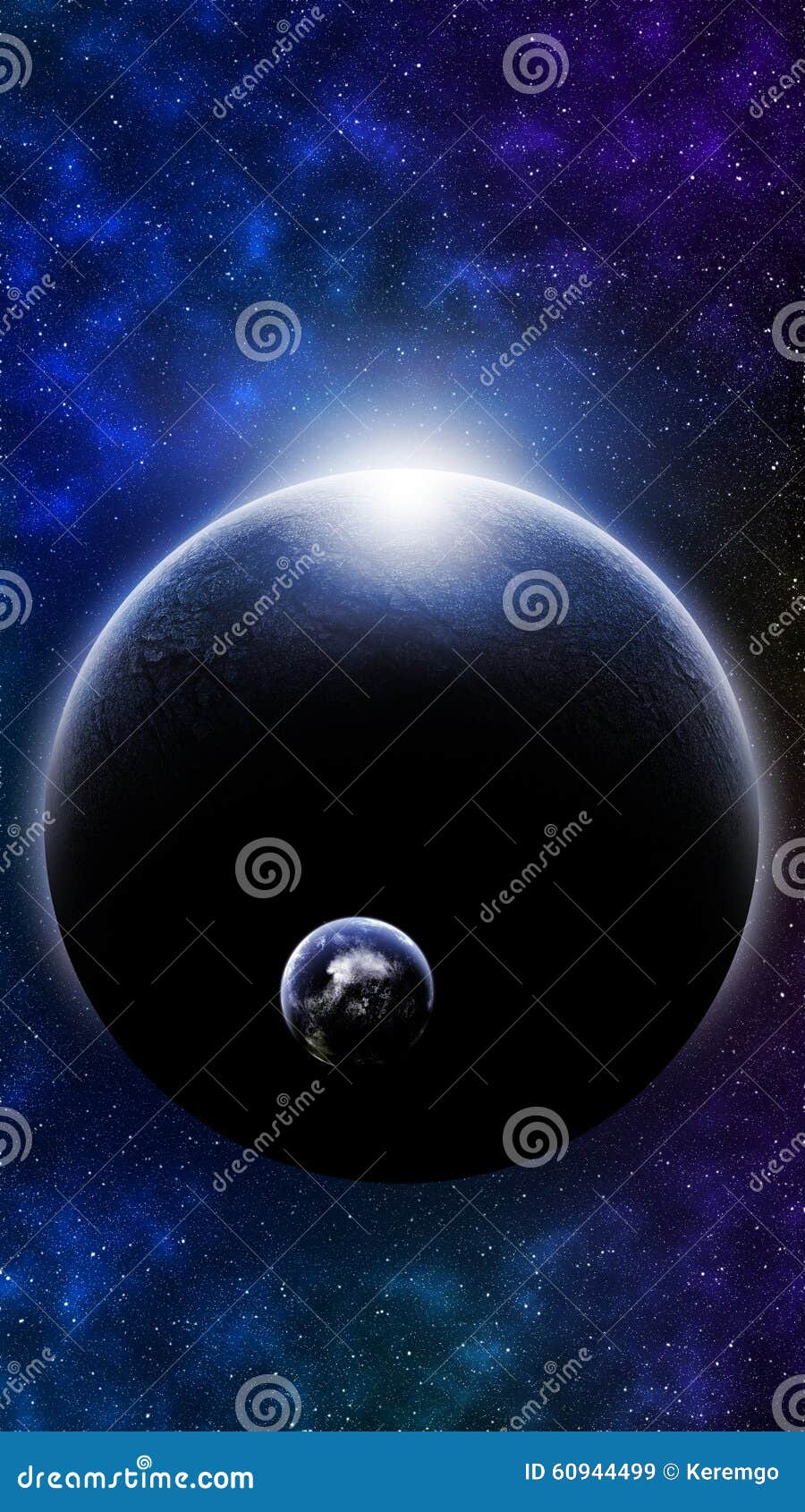 Mega Planet with Another Planet on Orbit Stock Illustration ...