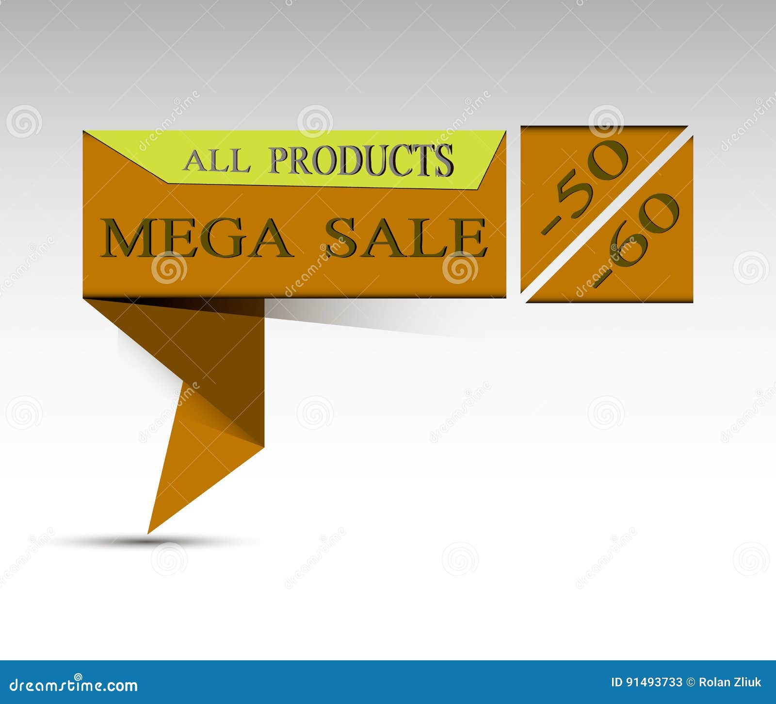 Mega Sale Message on the Brown Line Vector Illustration. Stock Vector ...