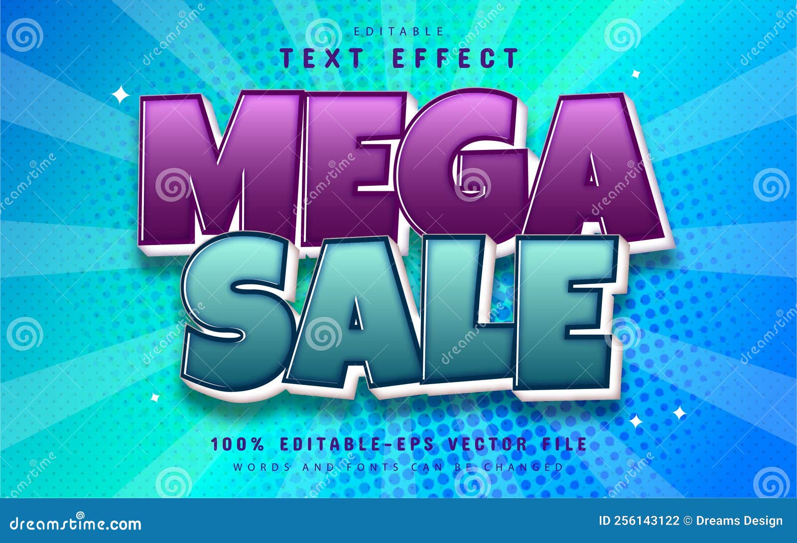 Mega Sale Text Effect Editable Stock Vector - Illustration of discount ...