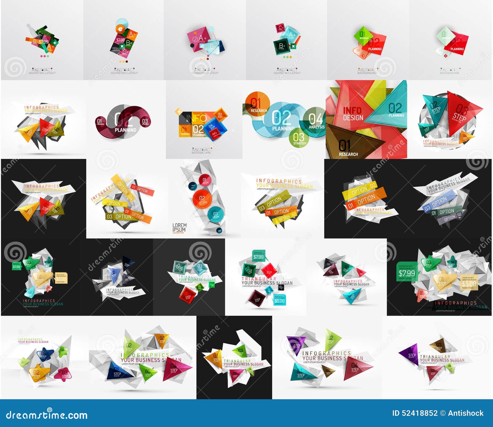 Mega Set of Abstract Geometric Web Banner Stock Vector - Illustration ...