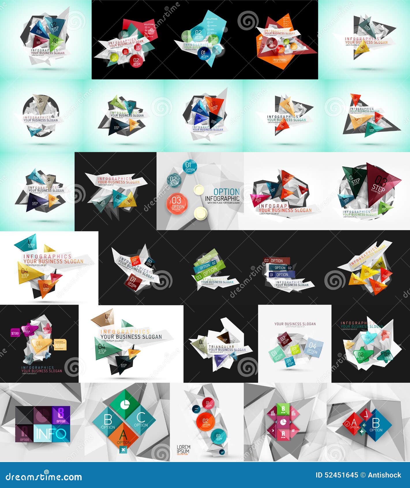 Mega Set of Abstract Geometric Web Banner Stock Vector - Illustration ...