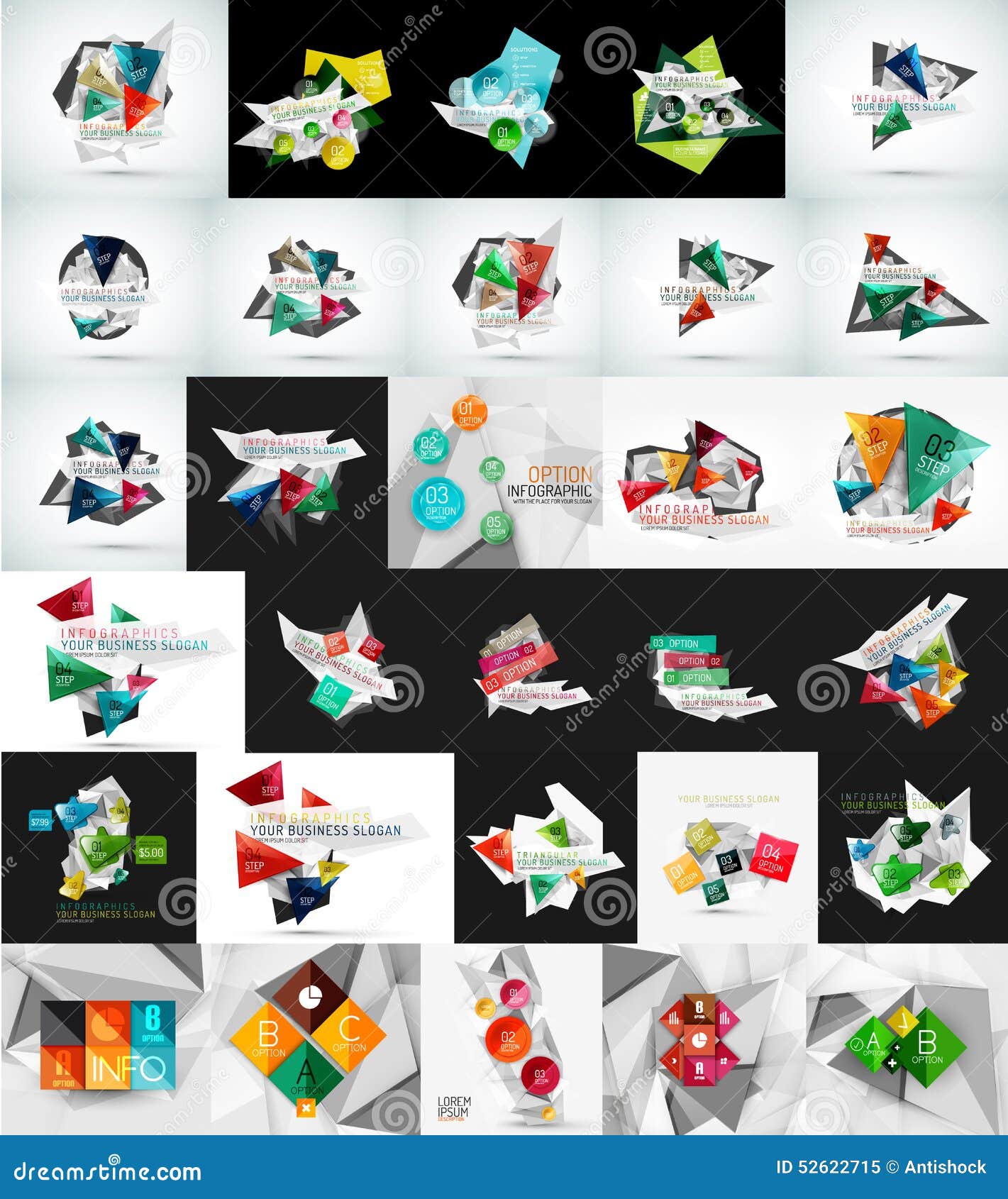 Mega Set of Abstract Geometric Web Banner Stock Vector - Illustration ...